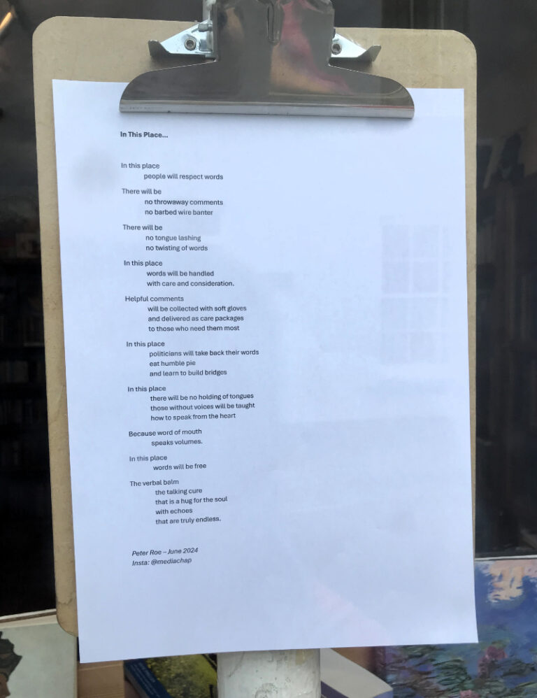 Poem In the Window - Peter Roe - Totnes Pulse